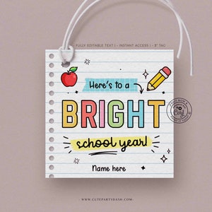 Bright School Year Gift Tag: Editable Template (instant Download) - Etsy