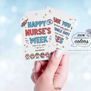 Nurses Week Gift Tags Printable INSTANT DOWNLOAD Editable National ...