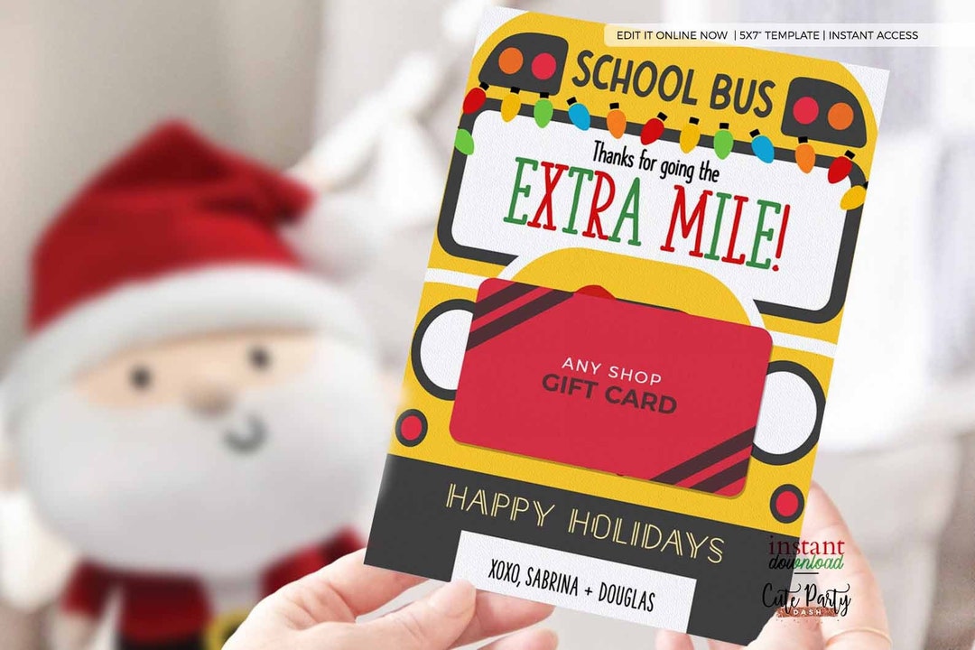 Editable Christmas Bus Driver Gift Card Holder Template, Printable ...