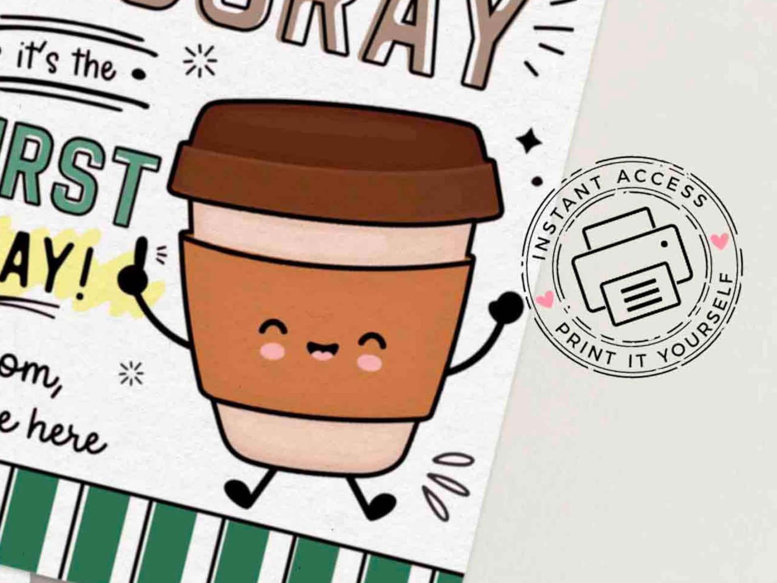 Sip Sip Hooray It's the First Day Gift Tag Template Editable Back to ...