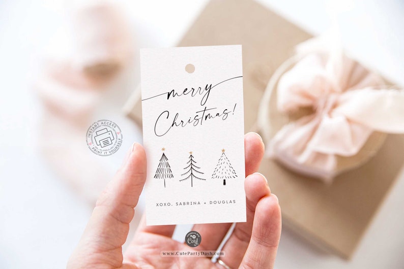 Modern Calligraphy Christmas Gift Tags, Editable Printable Hang Tags ...