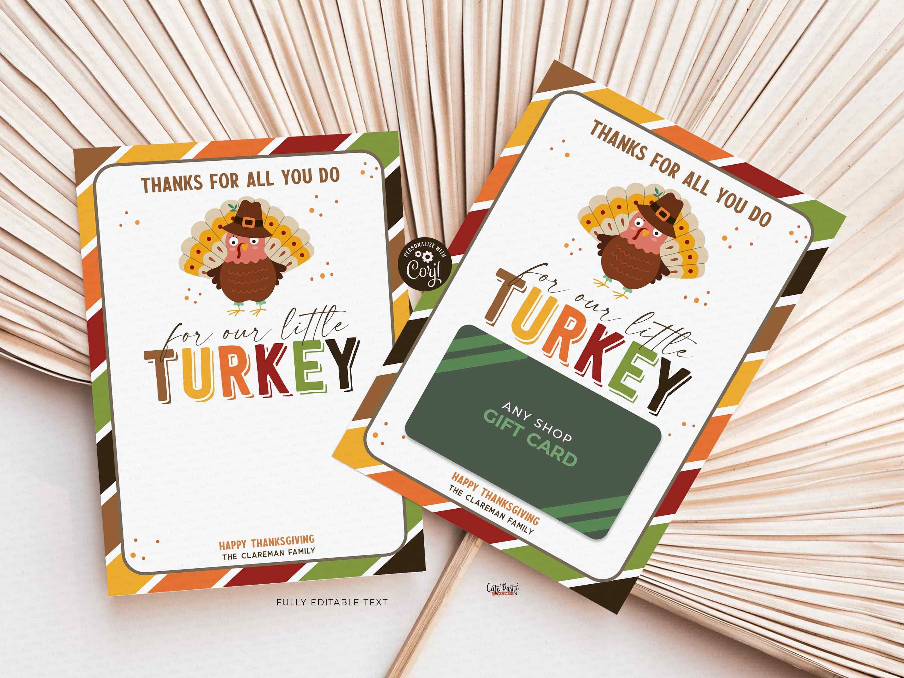 Editable Teacher Thanksgiving Gift Card Holder Template Thank - Etsy