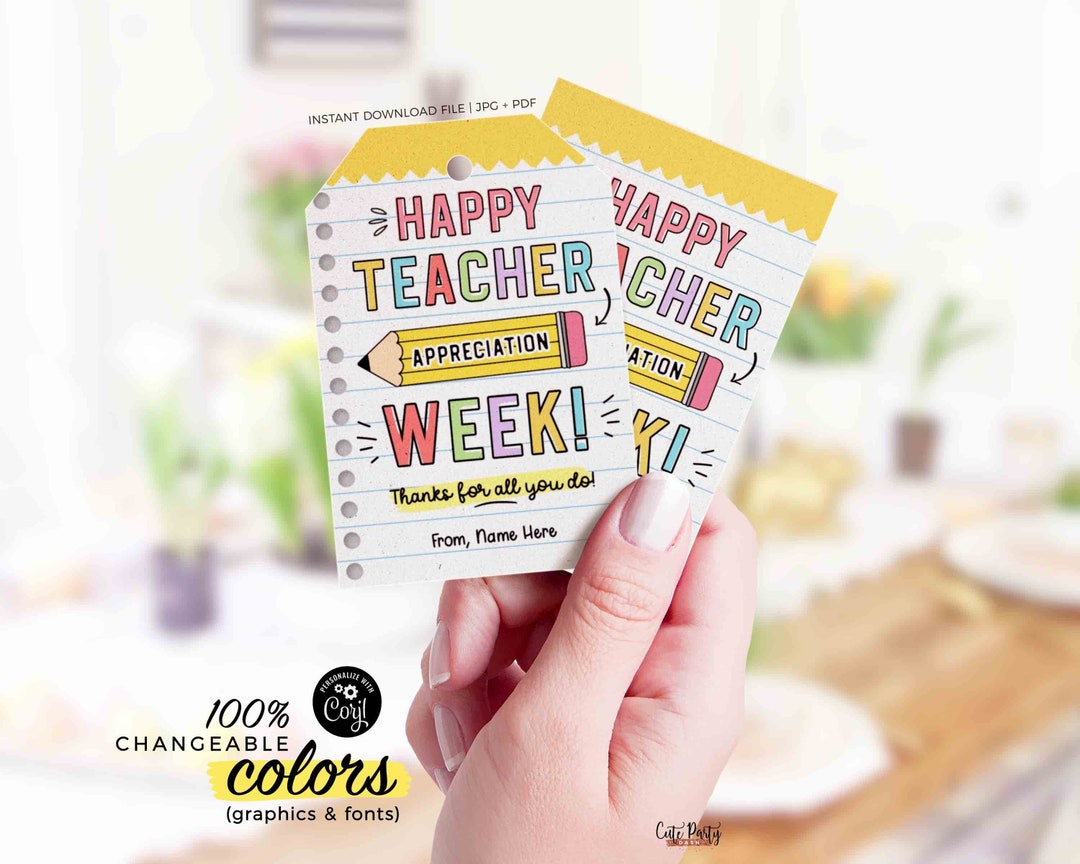 Teacher Appreciation Week Gift Tag Printable Gift for Teachers Gift Box ...