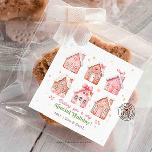 Pink Gingerbread House Gift Tag INSTANT DOWNLOAD Sweet Christmas Favor ...