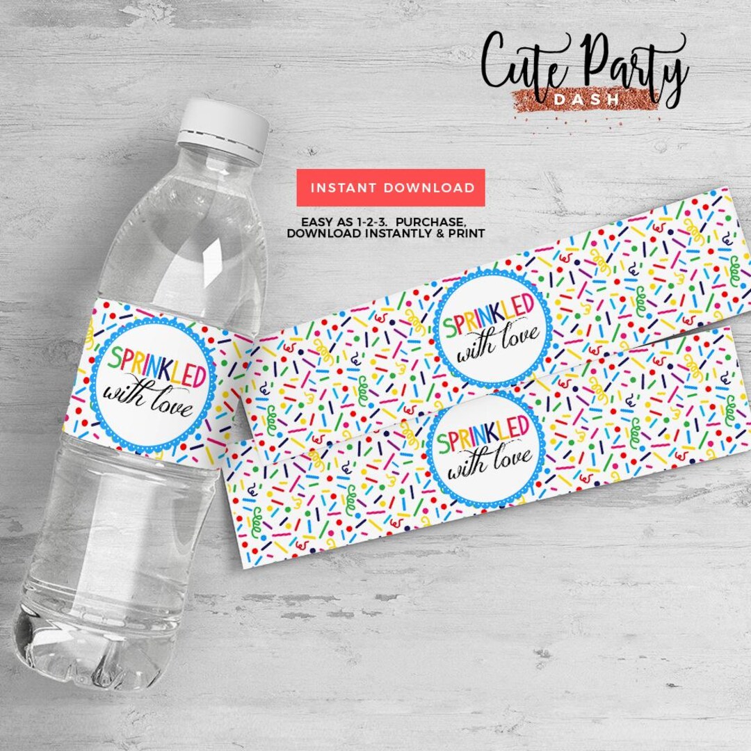 INSTANT DOWNLOAD - Baby Sprinkle Water Bottle Labels / Blue Baby ...
