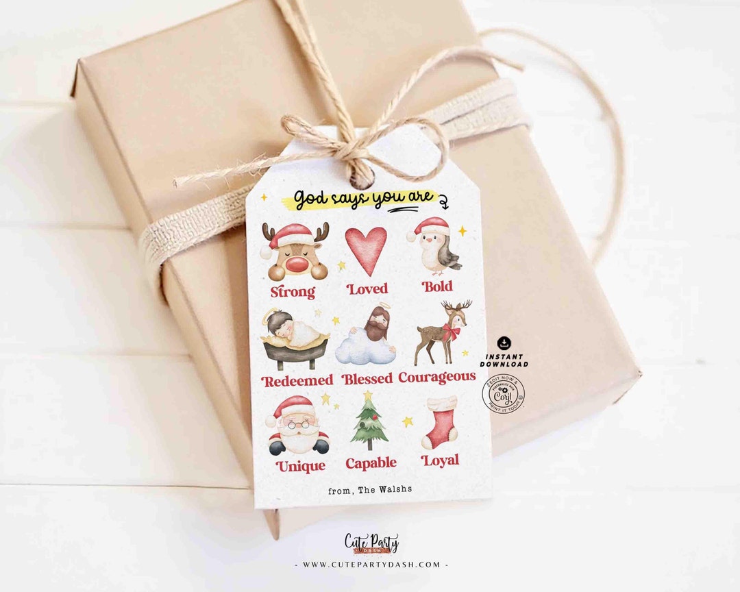 God Says You Are Religious Christmas Gift Tag Printable INSTANT ...