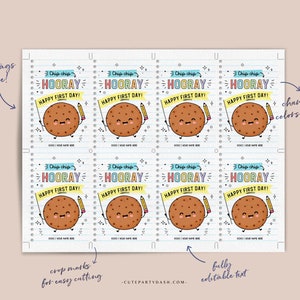 EDITABLE Chip Chip Hooray Happy First Day of School Gift Tag Printable ...