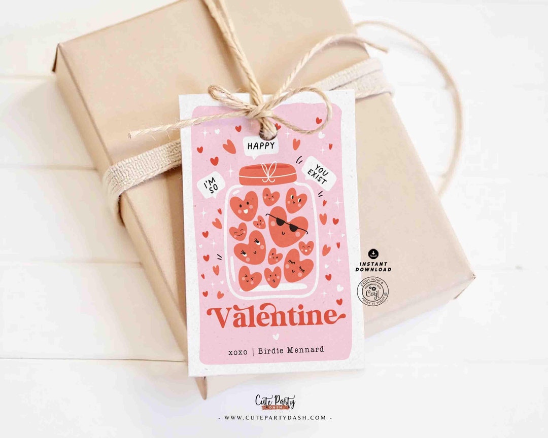 So Happy You Exist Valentine Gift Tag Printable INSTANT DOWNLOAD Kids ...