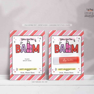 You're the Balm Valentine Gift Tag: Editable Lip Balm Holder (printable ...
