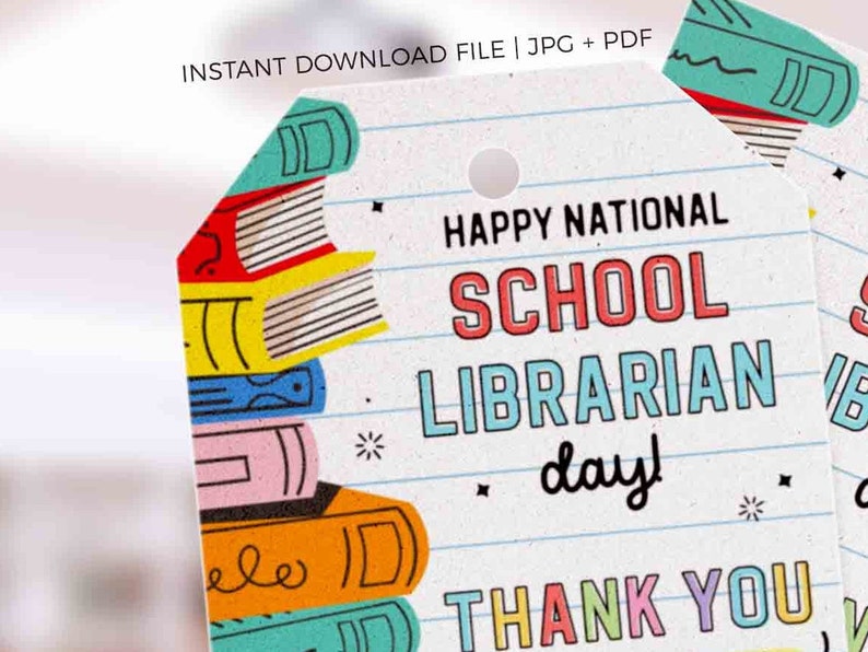 School Librarian Appreciation Gift Tag Printable Editable - Etsy