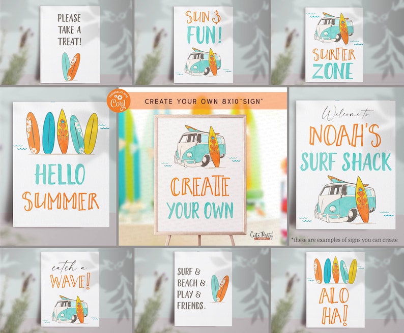 Surf Birthday Party Signs Surf's up Baby Shower Signage - Etsy