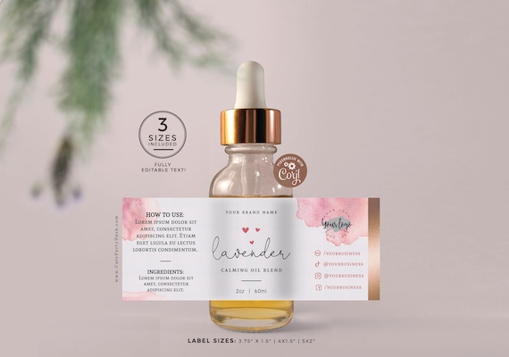 Dropper Essential Oil Label Design Product Label Editable - Etsy