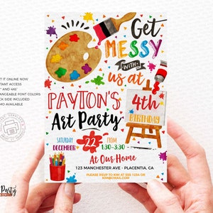 Art Party Birthday Invitation, Painting Birthday Invite, Artsy Party ...