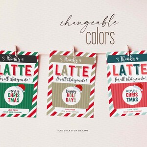 Editable Christmas Thanks a Latte Christmas Coffee Gift Card Holder ...
