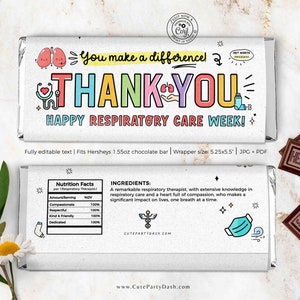 Respiratory Care Week Gift Tag: Editable Thank You (digital Download ...