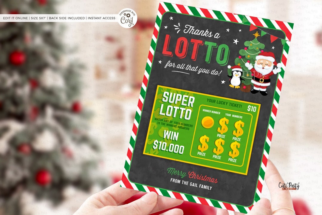 Editable Christmas Thanks a Lotto Lottery Gift Card Holder Template ...