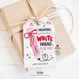 Pencil Valentine You’re the WRITE Friend for Me Gift Tags Printable ...