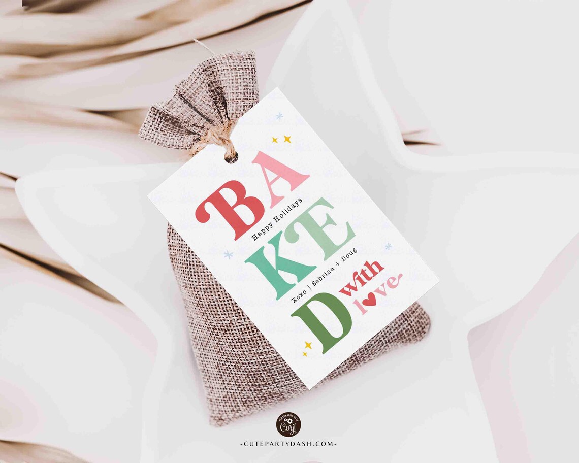 Baked With Love Christmas Gift Tag Printable (instant Download) - Etsy