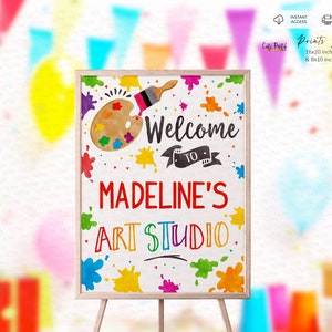 Art Party Birthday Backdrop, Wall Sign, Birthday Poster, Editable ...