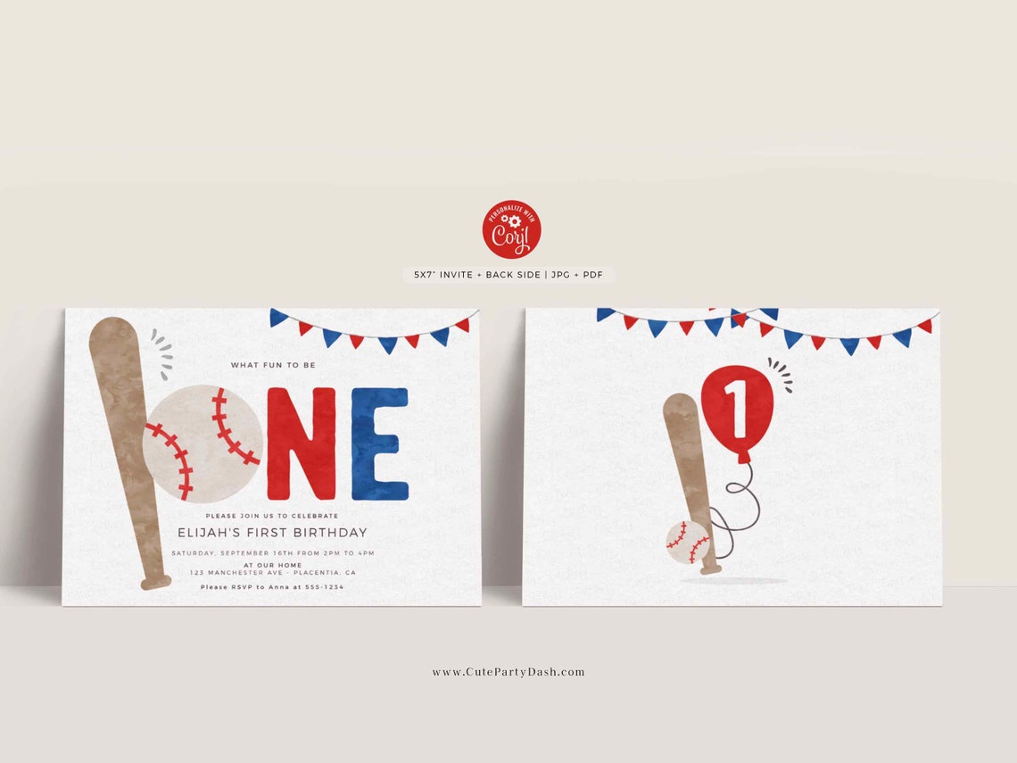 Baseball First Birthday Party Invitation Sports Birthday - Etsy
