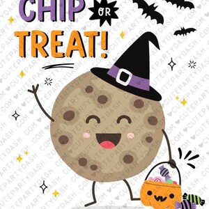 EDITABLE Chip or Treat Halloween Cookie Tag INSTANT DOWNLOAD Trick or ...