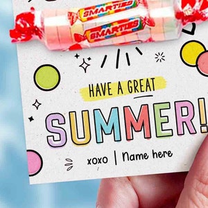 You're Such a Smartie Candy Tags Editable Have a Great Summer End of ...
