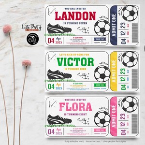 EDITABLE Soccer Girl Birthday Party Ticket Invitation, INSTANT DOWNLOAD ...