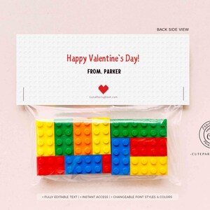EDITABLE Built to Be Friends Valentine's Day Bag Topper, Printable Kids Classroom Bricks Tag ...