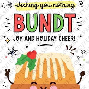 Christmas Bundt Cake Sticker Tag INSTANT DOWNLOAD Winter Break Teacher ...