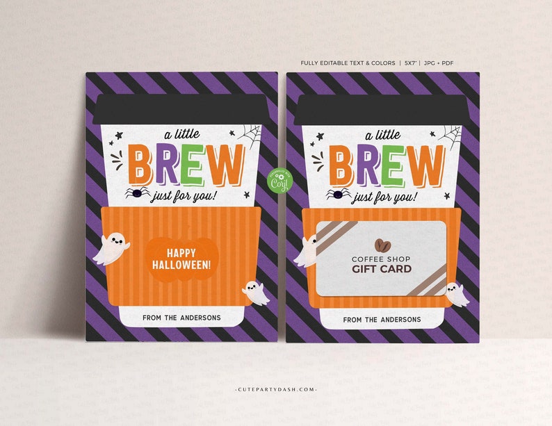 Editable Fall Harvest Teacher Halloween Coffee Gift Card - Etsy
