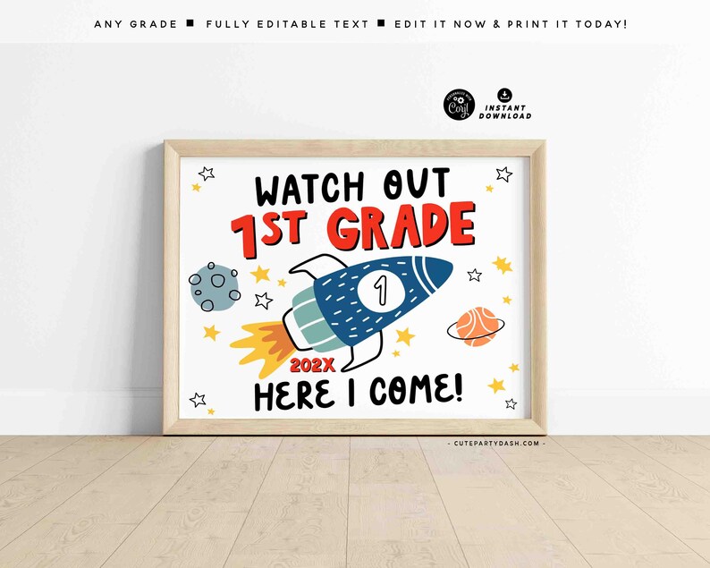 Editable First Day of School Sign: Chalkboard Photo Prop (instant ...
