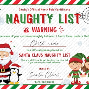 EDITABLE Santa Claus Official Nice Naughty List Certificate Bundle ...