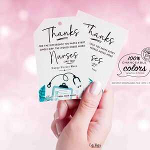 Nurses Week Gift Tags Printable INSTANT DOWNLOAD Editable National ...