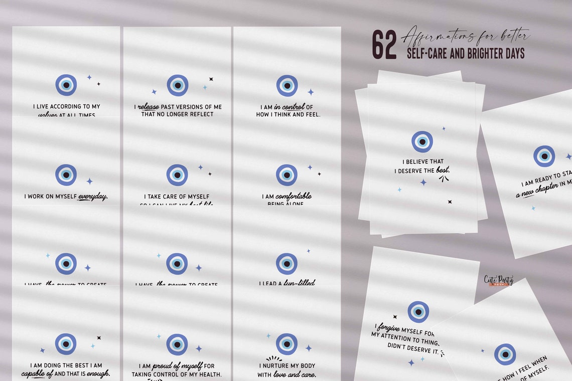 62 Self-care Daily Affirmation Cards Printable Positive - Etsy