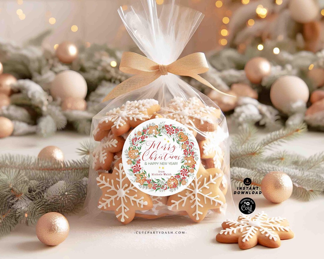 Christmas Cookie Gift Tag INSTANT DOWNLOAD Merry Christmas Favor Tag, 2 ...