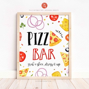 Pizza Party Birthday Signs, Editable Party Sign Decoration, Printable ...