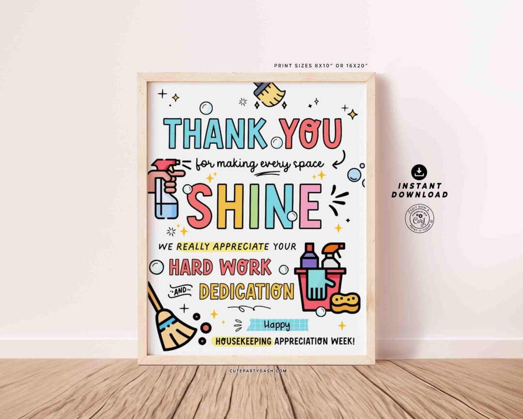 Housekeeping Appreciation Week Sign: Printable Poster (instant Download ...