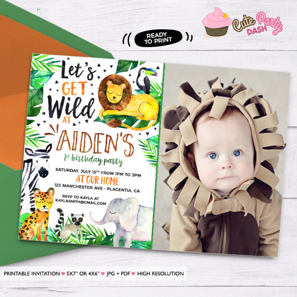 INSTANT DOWNLOAD EDITABLE Jungle Safari Birthday Food Card - Etsy