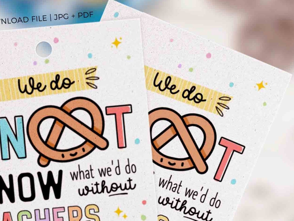 Pretzel Teacher Appreciation Gift Tag: Editable Thank You (instant ...