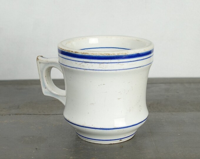 French Antique Brulot White and Blue Bistro Coffee Cup GIEN - Etsy