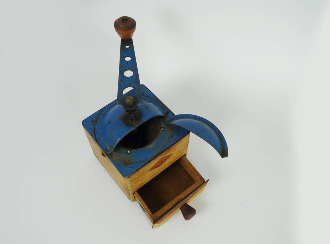 Vintage French Blue Coffee Grinder, Coffee Mill - Etsy