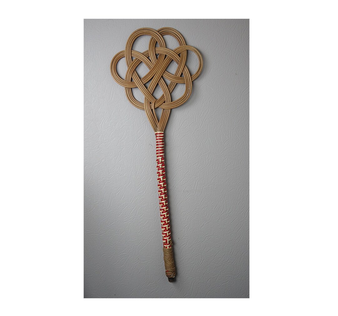 French Vintage Rattan Beater Carpet, Woven Rattan Beater, French ...