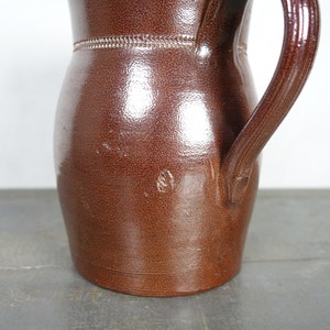 French Vintage Water Pitcher, Brown Color, Glazed Stoneware, Rustic ...
