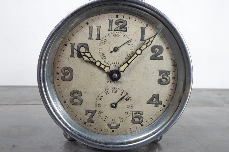 Antique ZENITH Clock, Chrome-plated Clock, Serviced Mantel Clock, Desk ...