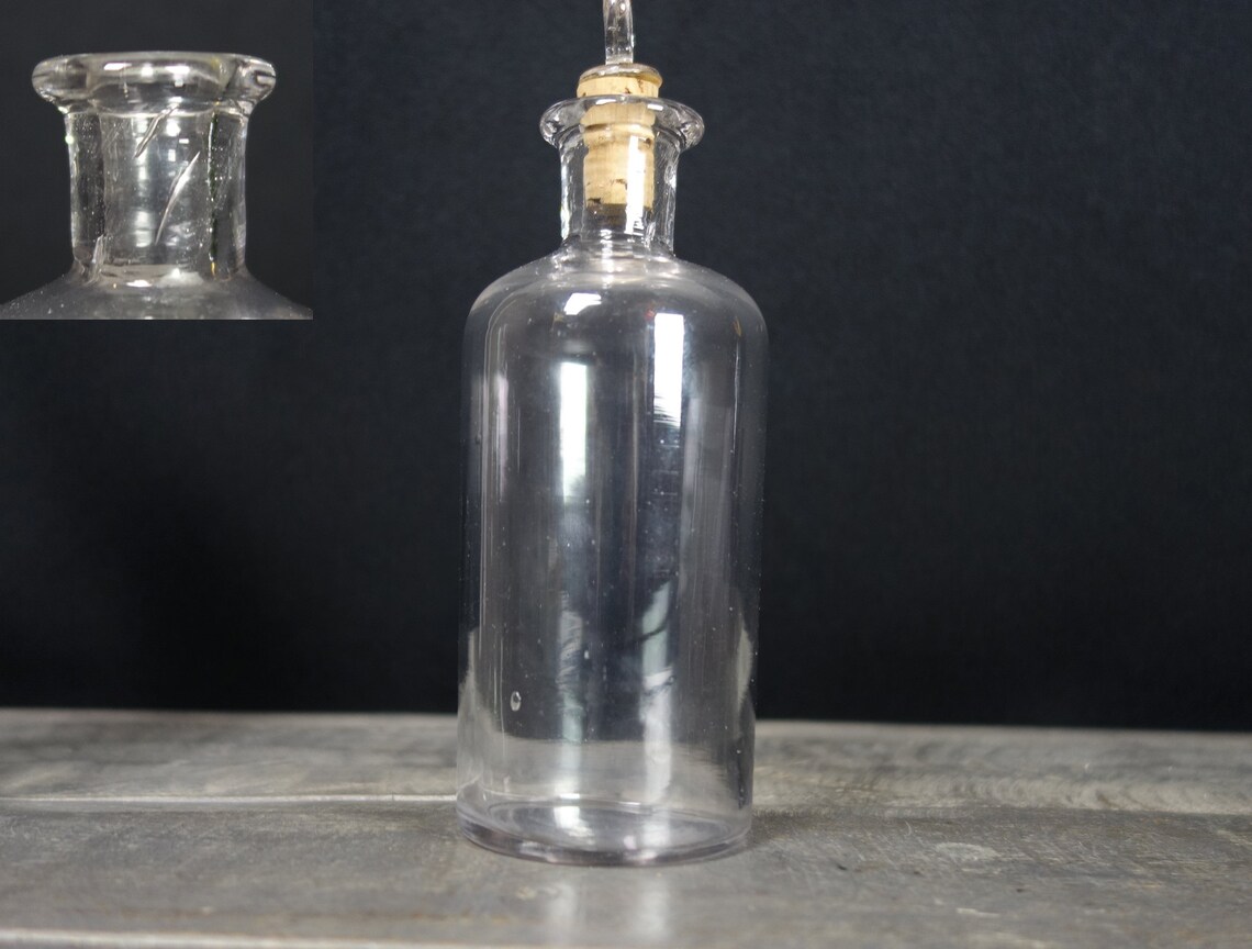 Ensemble de 2 flacons de chimie, Français flacons apothicaires antiques ...