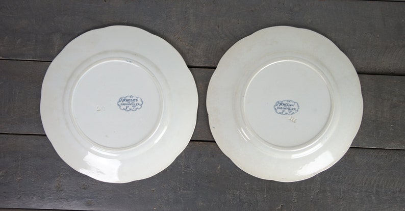 Set of 4 Antique French Plates, Blue Transferware, Richelieu Pattern ...