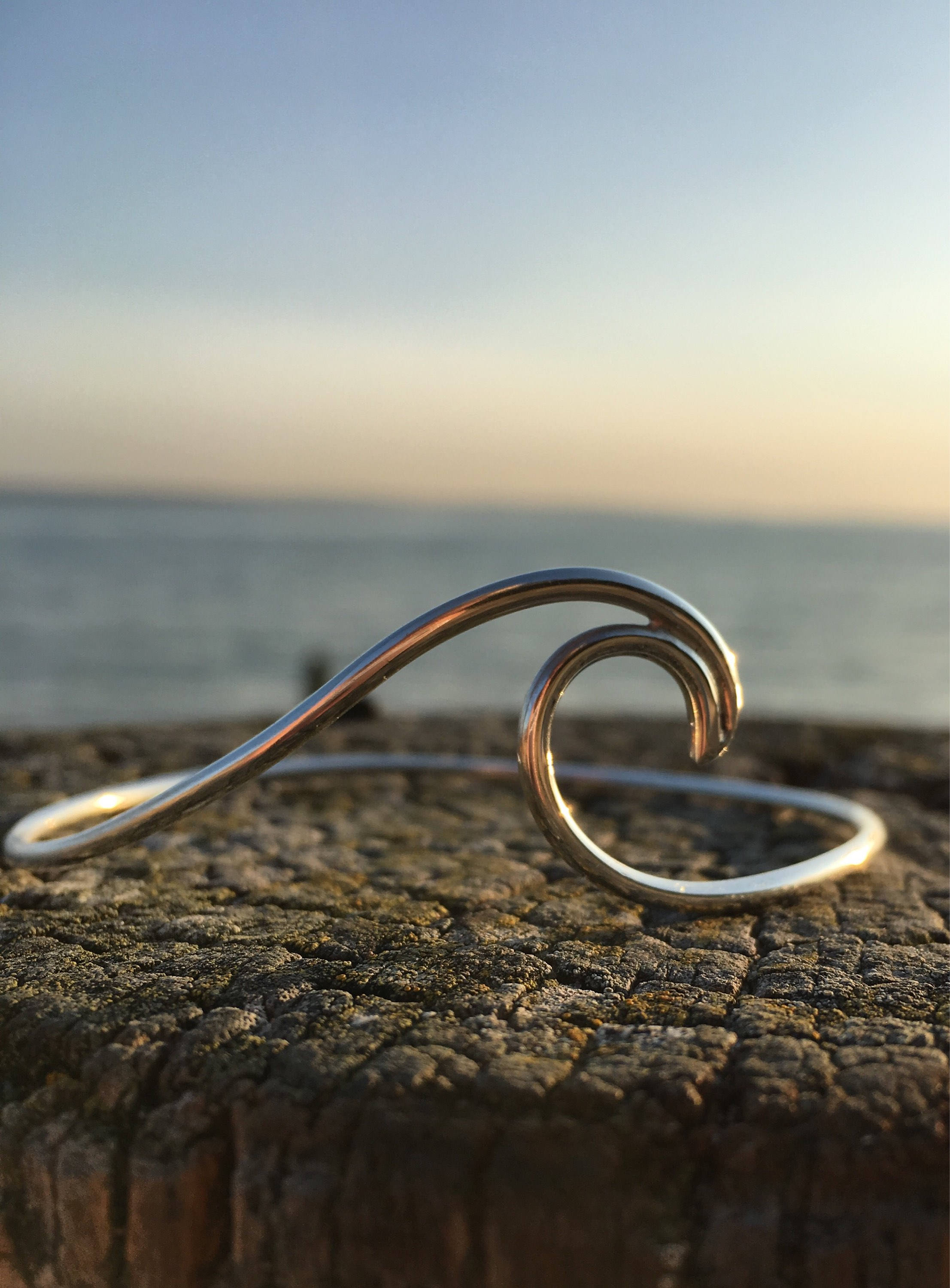 Hammered Wave Bangle Sterling Silver Surf Bangle, Handmade, Surfer Girl ...