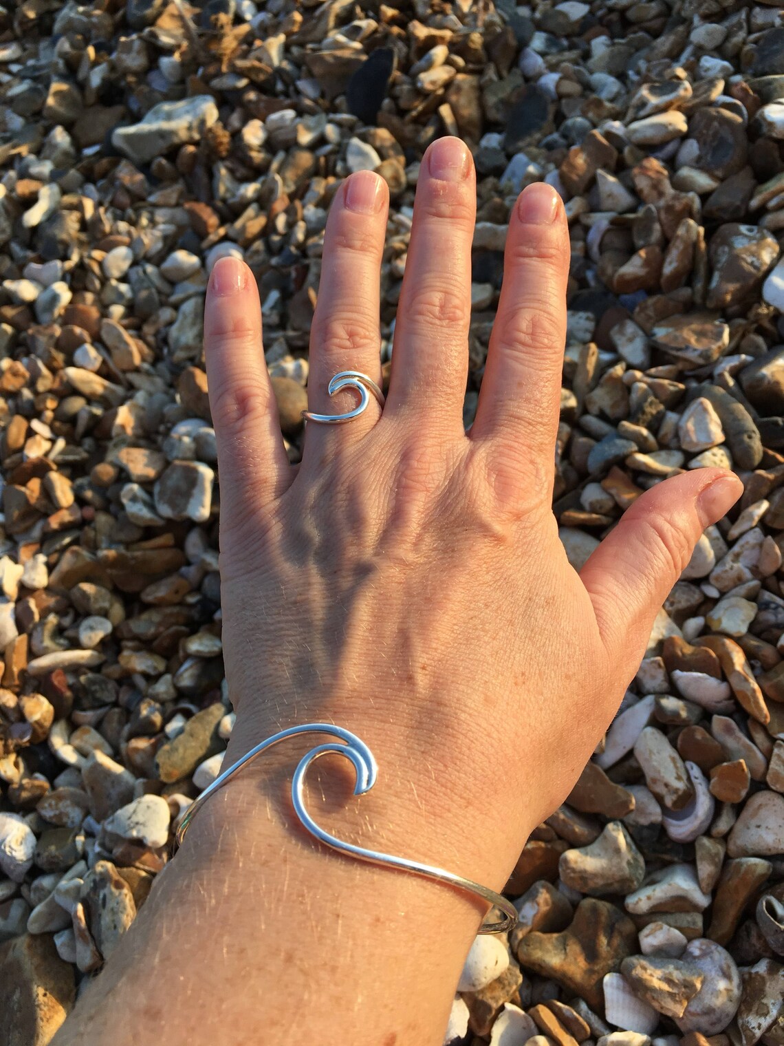 Hammered Wave Bangle Sterling Silver Surf Bangle, Handmade, Surfer Girl ...