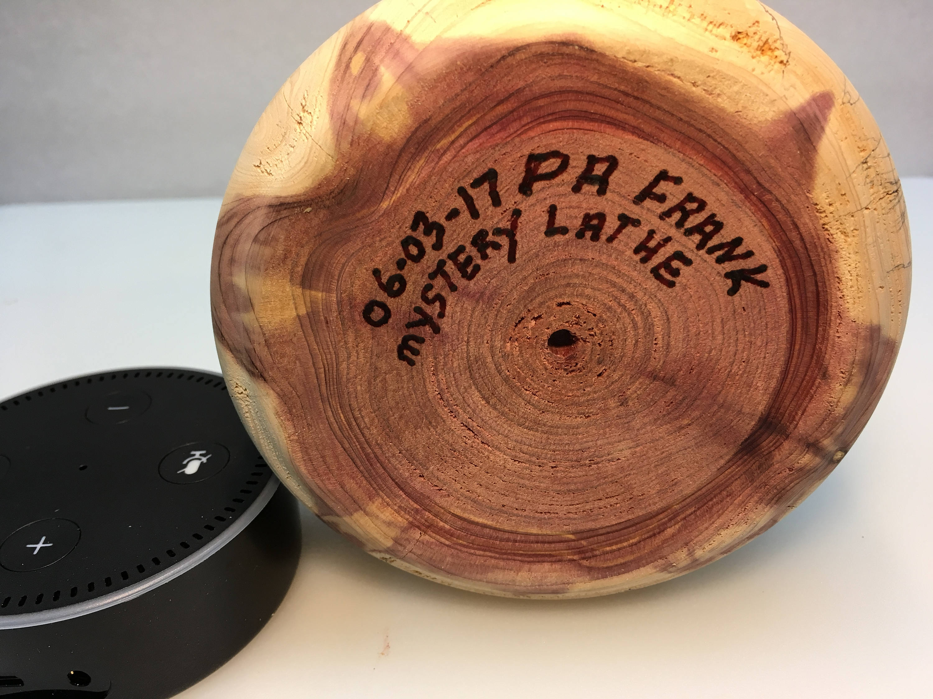 Hand Turned Aromatic Cedar Amazon Dot 2nd Generation Holder Hand Turned Aromatic Cedar Amazon Dot 2nd Generation Holder