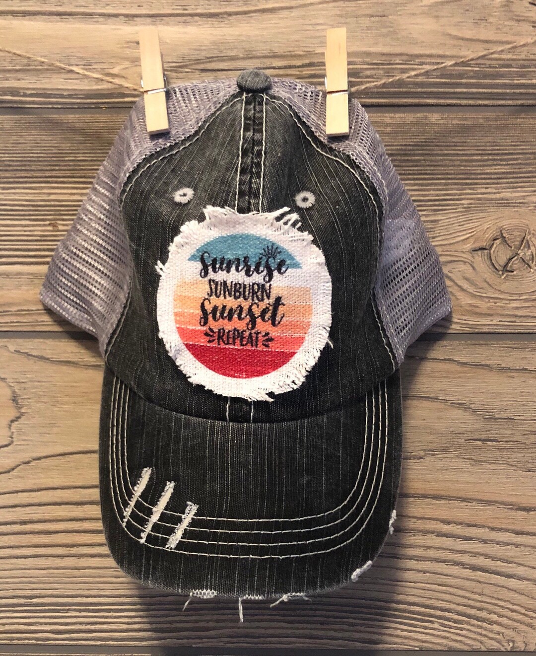 Sunrise, Sunburn, Sunset, Repeat Womens Gray Distressed Hat Country ...
